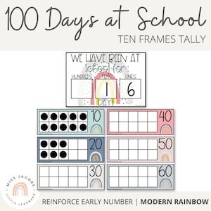 MODERN RAINBOW Days at School Tally Chart 100 Days at School Display ...