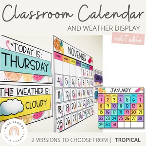 TROPICAL Classroom Calendar and Weather Display Tropical - Etsy