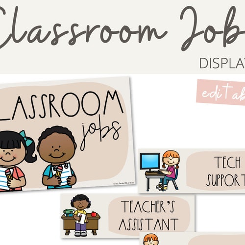 BOHO RAINBOW Classroom Jobs Display Editable Neutral - Etsy