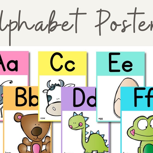 Cute Alphabet Posters Calming Modern Classroom Decor - Etsy
