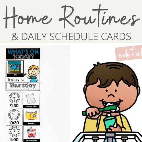 Home Schedule and Daily Routines Pack Editable Distance - Etsy