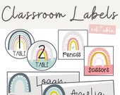 MODERN RAINBOW Classroom Labels Editable Calm Colors - Etsy
