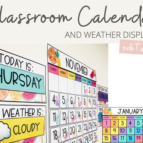 TROPICAL Classroom Calendar and Weather Display Tropical - Etsy