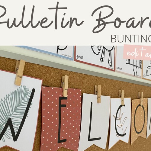 BOHO VIBES Bulletin Board Banners Neutral Classroom Bunting | Etsy