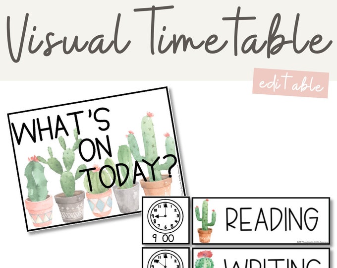 Cactus Visual Schedule, Editable Daily Routine Cards for Kids ...