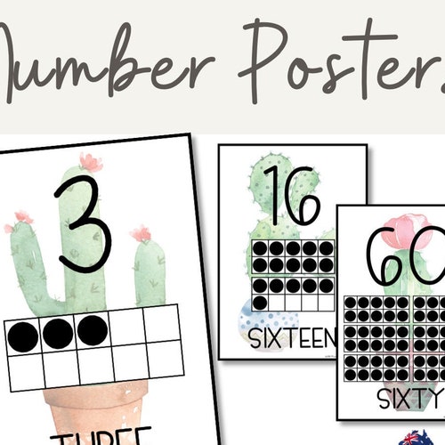 CACTUS Number Posters Ten Frames Cactus Classroom Decor - Etsy