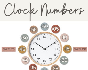 BOHO VIBES Clock Labels | Desert Neutral Classroom Decor - Etsy