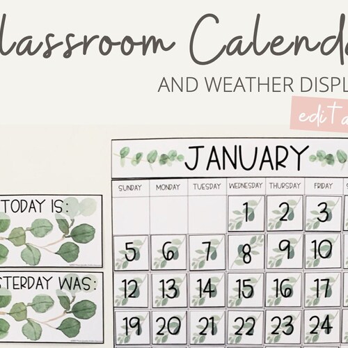 BOTANICAL Classroom Calendar and Weather Display Modern - Etsy