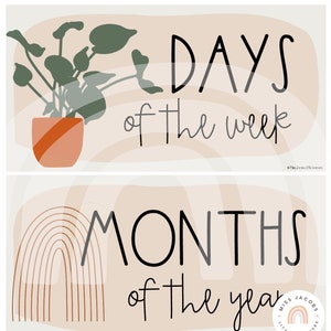 BOHO VIBES Days and Months Flashcards | Desert Neutral Classroom Decor ...