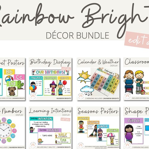RAINBOW BRIGHTS Classroom Decor Bundle - Etsy