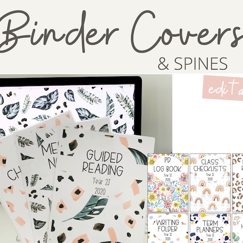 Teacher Binder Covers Pages Editable Modern Neutral - Etsy