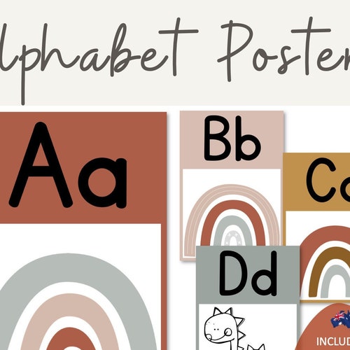 EARTHY RAINBOW Alphabet Posters Editable Desert Neutral - Etsy