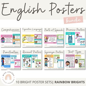 RAINBOW BRIGHTS English Posters Bundle Reading and Writing - Etsy