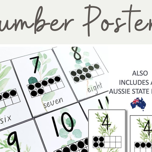 BOTANICAL Number Posters Modern Farmhouse Classroom Decor - Etsy