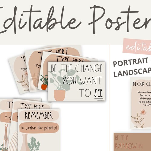 BOHO RAINBOW Classroom Decor Bundle Editable Neutral - Etsy