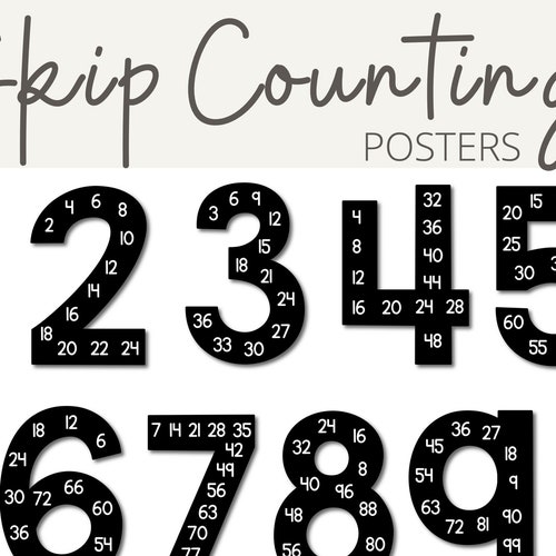 Skip Counting Large Number Display Black Basics Classroom - Etsy