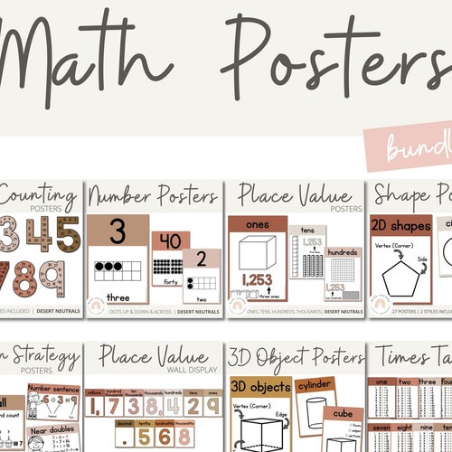 NEUTRAL Math Posters Bundle Boho Color Palette Neutral - Etsy