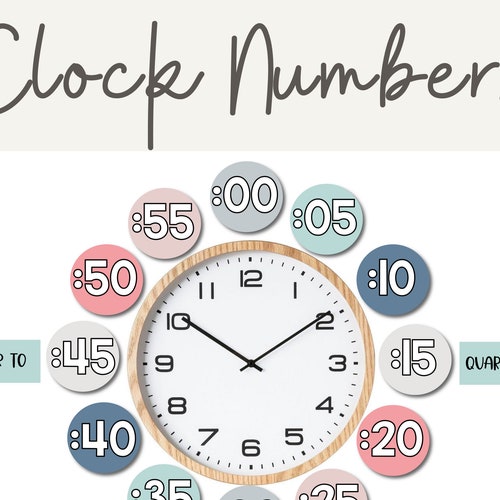 MODERN RAINBOW Clock Numbers Calm Colors Classroom Decor - Etsy
