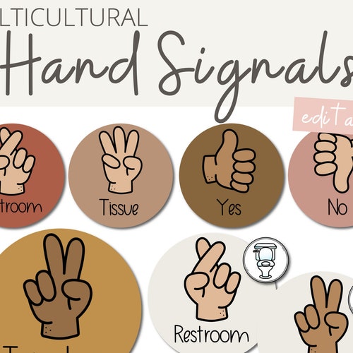 Hand Signals Posters SPOTTY BOHO Classroom Decor EDITABLE - Etsy