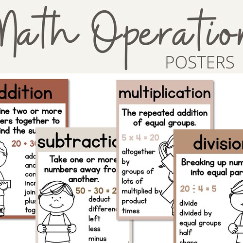 DESERT NEUTRAL Math Operation Posters Boho Vibes Classroom | Etsy