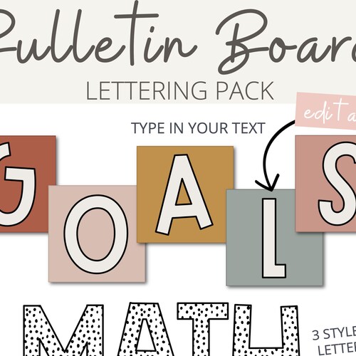 BOHO RAINBOW Bulletin Board Signage Editable Neutral - Etsy