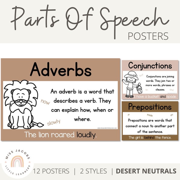 Parts of Speech Posters - Etsy