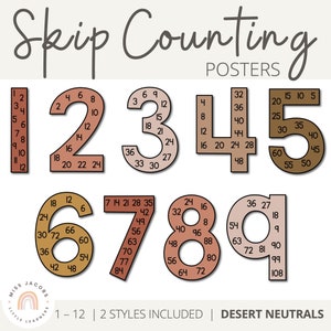 DESERT NEUTRAL Skip Counting Large Number Display Boho Vibes Classroom ...