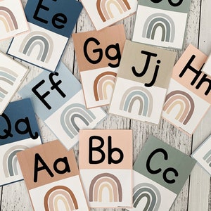 BOHO RAINBOW Alphabet Posters | Editable | Neutral Rainbow Classroom ...
