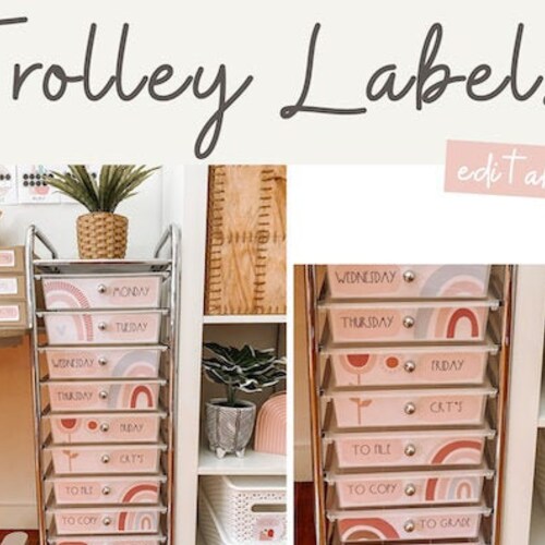 EARTHY RAINBOW 10 Drawer Cart Labels Editable Desert - Etsy