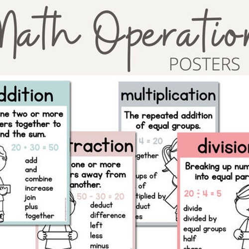 CALM COLORS Math Posters Bundle Modern Rainbow Classroom - Etsy