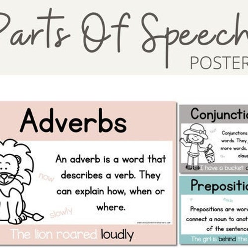 CALM COLORS Parts of Speech Posters English Posters Modern - Etsy
