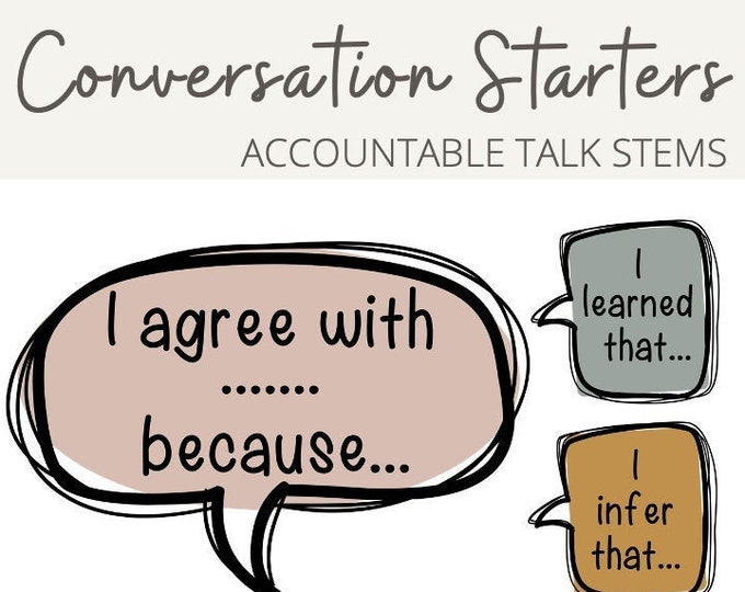 Accountable Talk Sentence Starters Anchor Chart hard Good Option 3 - Etsy