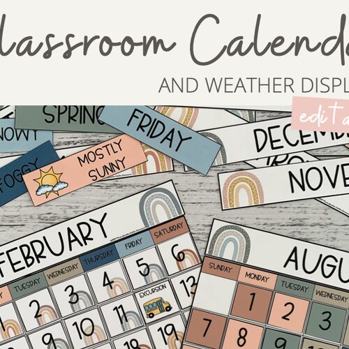 BOHO RAINBOW Classroom Labels Bundle Editable Neutral - Etsy