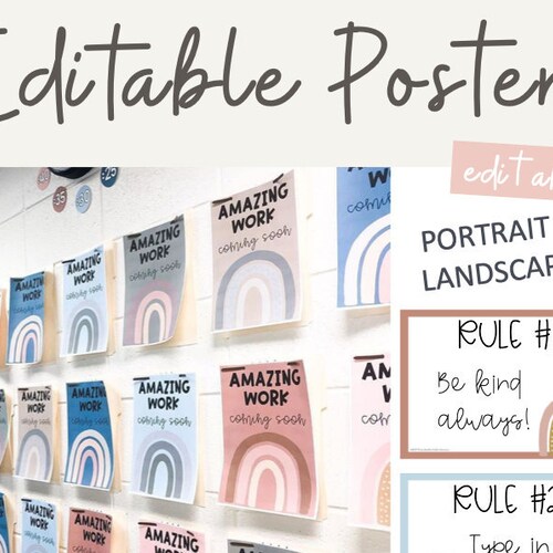 BOHO RAINBOW Classroom Decor Bundle Editable Neutral | Etsy