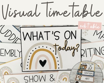 BOHO RAINBOW Classroom Decor Bundle Editable Neutral | Etsy