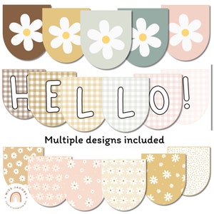 Bunting and Display Banners Daisy Gingham Neutrals Classroom - Etsy