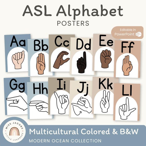 American Sign Language Alphabet Classroom Poster Or