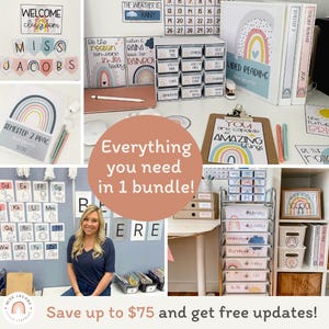 MODERN RAINBOW Classroom Decor Bundle Editable Calm Colors Classroom ...