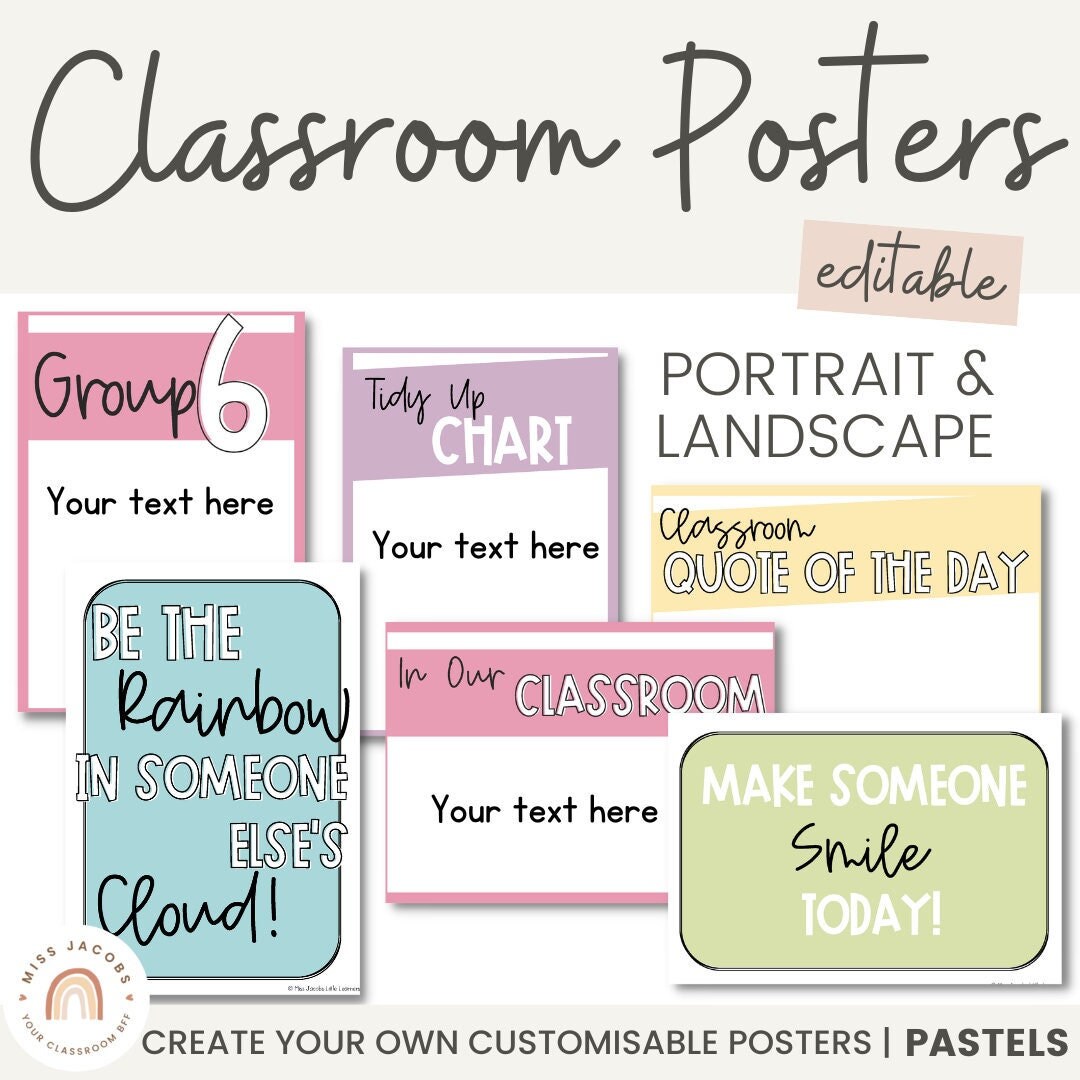 Editable Classroom Posters PASTELS - Etsy