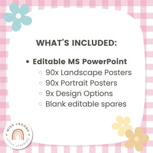 Editable & Customizable Classroom Posters | Daisy Gingham Pastels ...