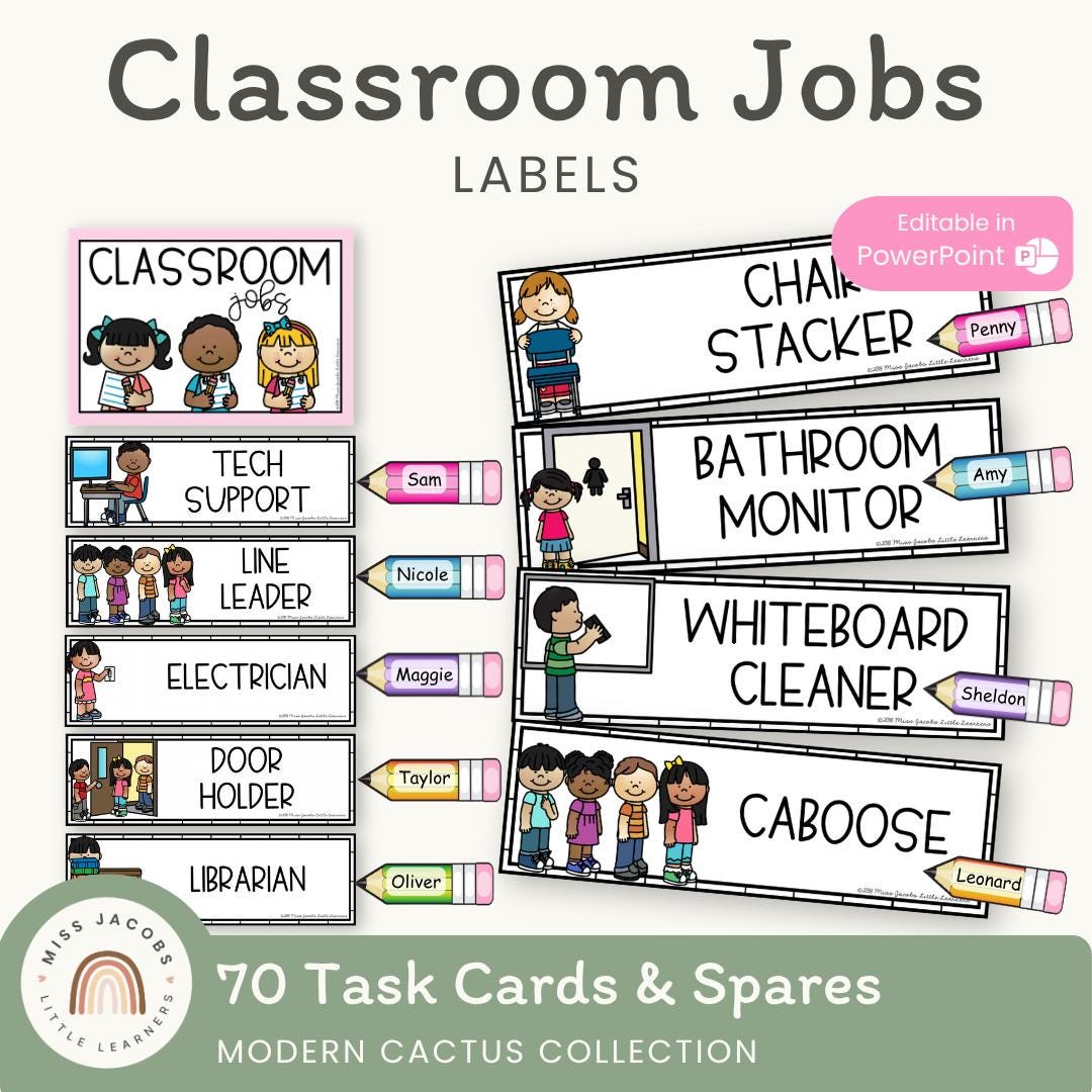CACTUS Classroom Jobs | Editable | Cactus Classroom Decor - Etsy