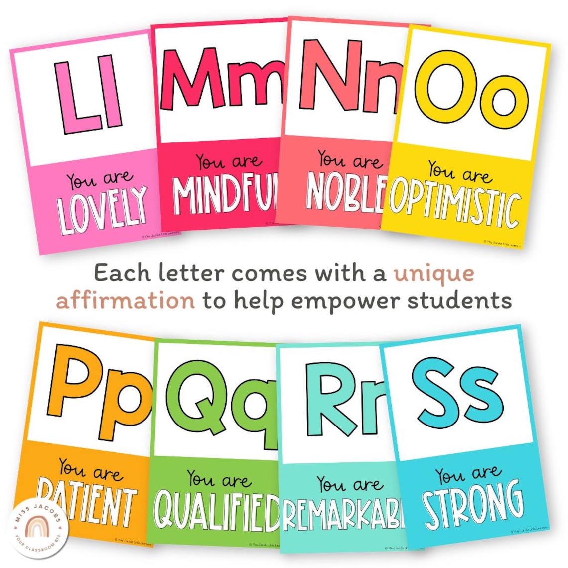 Bright Affirmation Alphabet Posters, Editable Affirmation ABC Poster ...