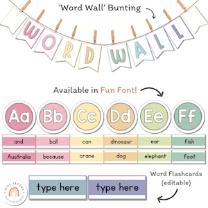 Alphabet Word Wall | PASTELS | Editable - Etsy