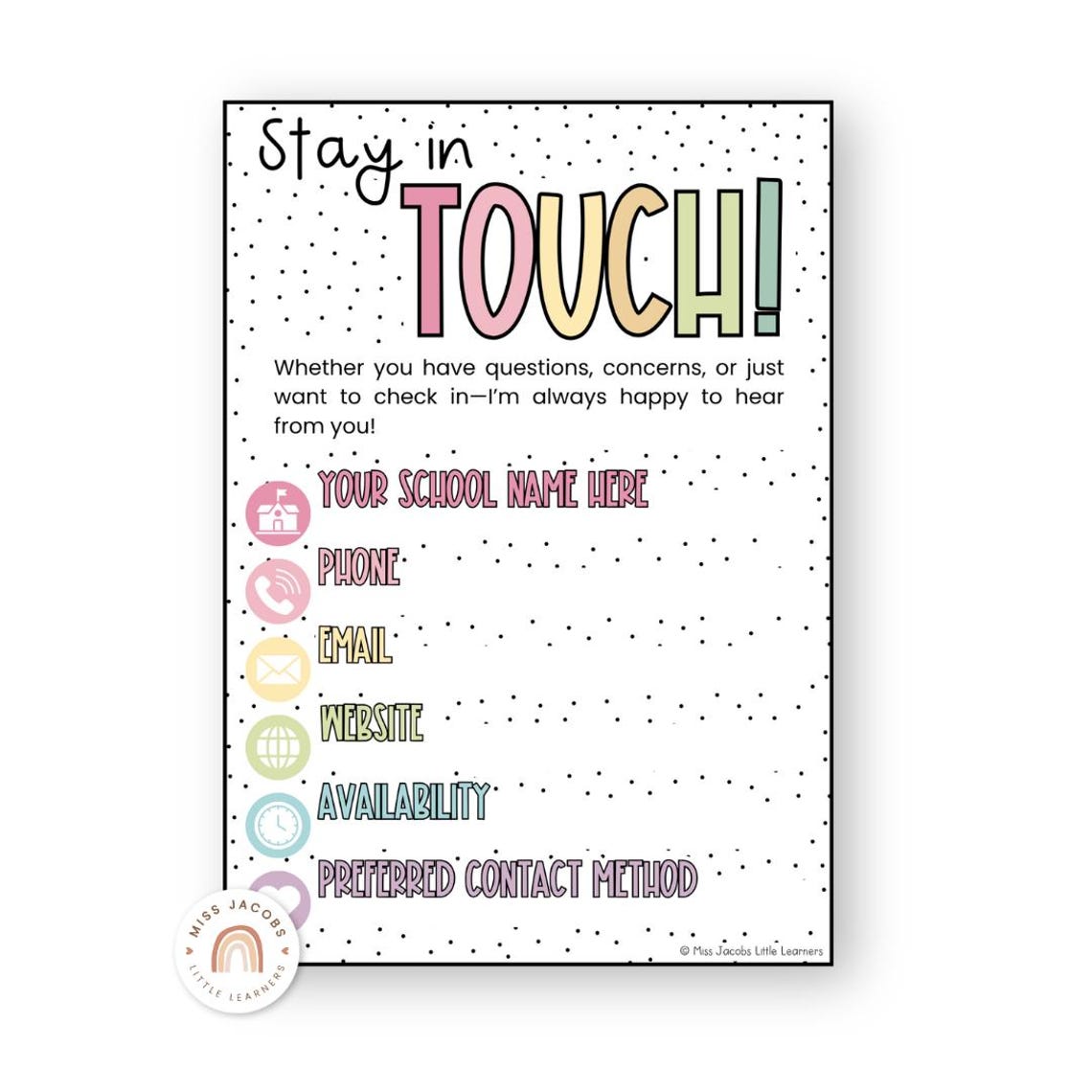 Open House Forms Bundle Spotty Pastel, Back to School Night Templates ...