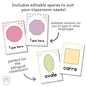 Shape Posters Daisy Gingham Pastels Classroom Decor Editable - Etsy