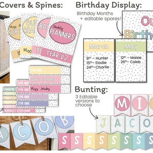 SPOTTY PASTELS Classroom Decor Bundle Muted Rainbow Decor Editable - Etsy