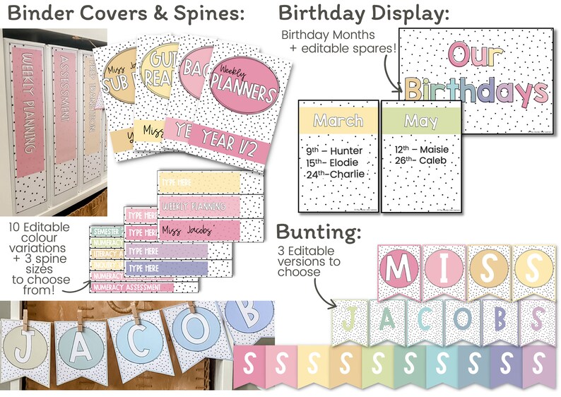 SPOTTY PASTELS Classroom Decor Bundle Muted Rainbow Decor - Etsy