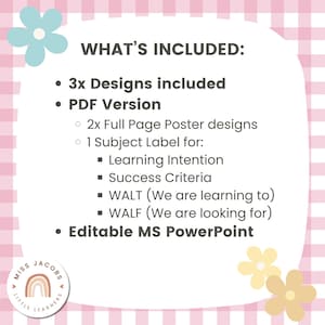 Learning Intentions & Success Criteria Posters | WALT and WALF | Daisy ...