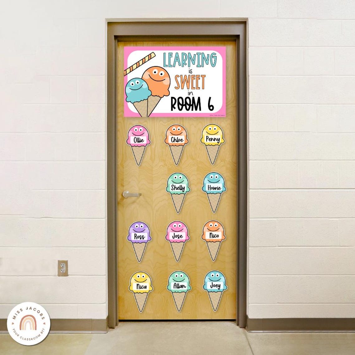 Ice Cream Door Display, Printable Door Sign for Classroom, Editable ...