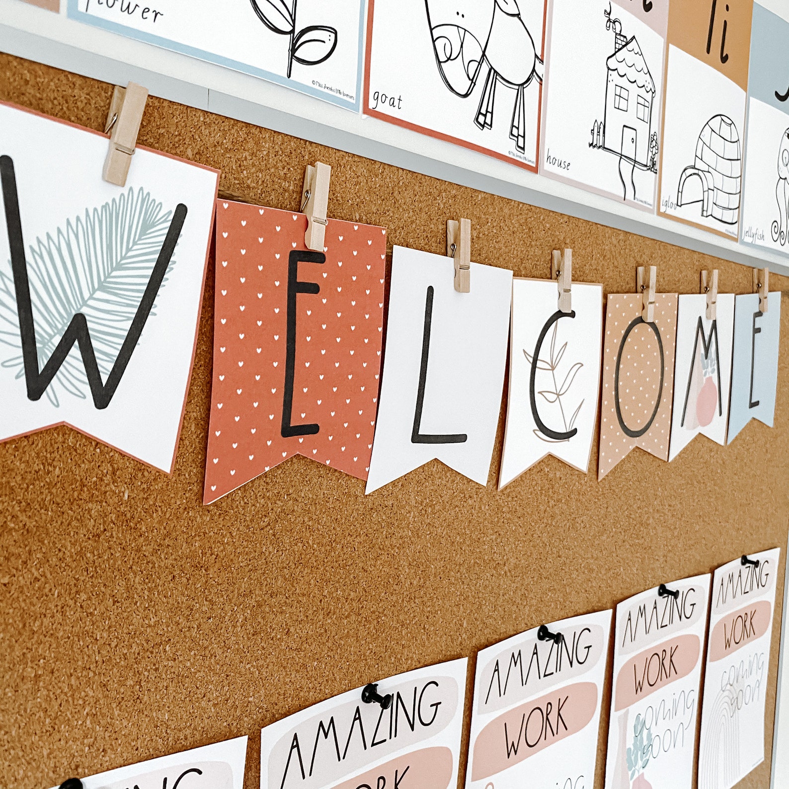 BOHO VIBES Bulletin Board Banners Neutral Classroom Bunting - Etsy